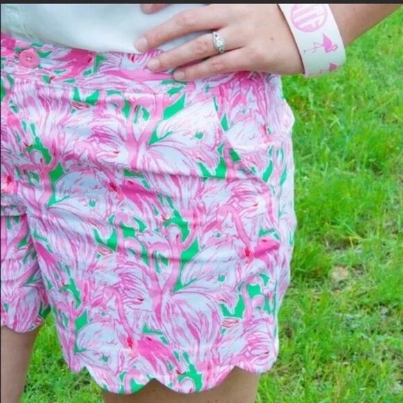 Lilly Pulitzer | Shorts | Lilly Pulitzer Flamingo Scalloped Pink Buttercup Cotton Womens Lily ...